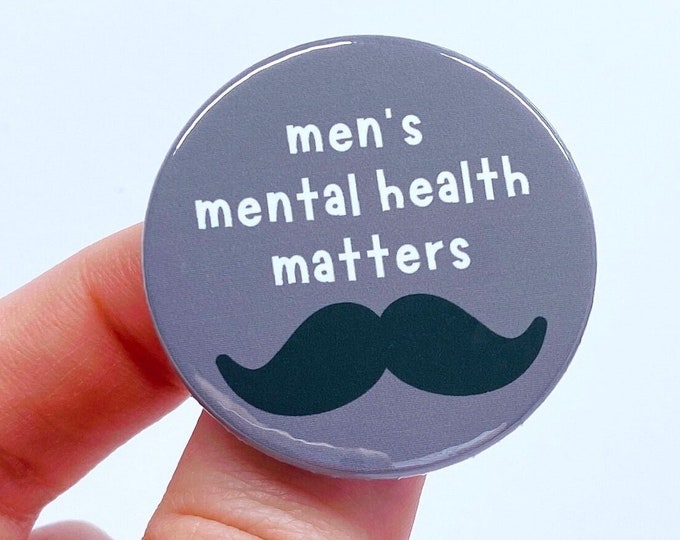 Men's Mental Health Matters Badge Grey Movember Pin November Moustache ...