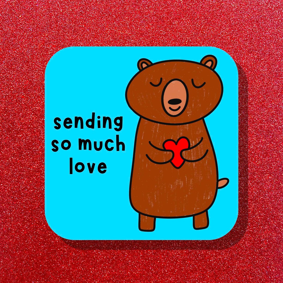 Sending Love Bear Sticker Cute Bear Heart Decal Thoughtful Stickers - Etsy