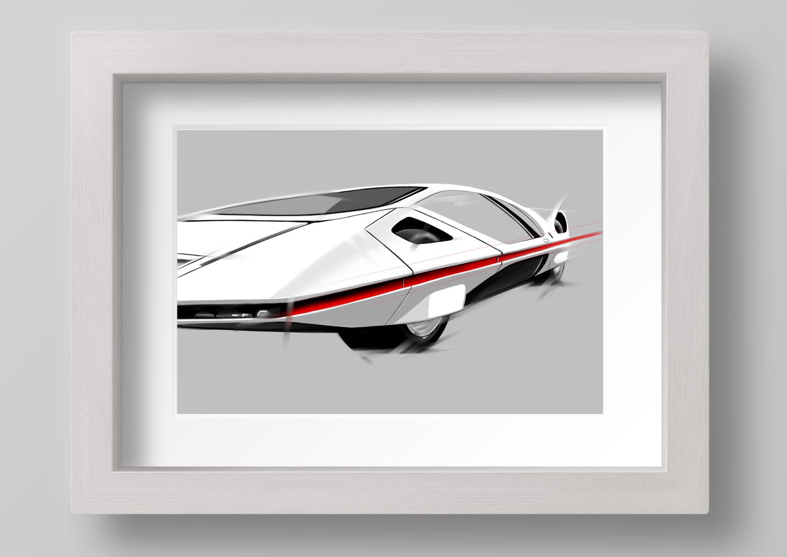 Ferrari Modulo Concept Car Digital Art Drawing Print | Etsy
