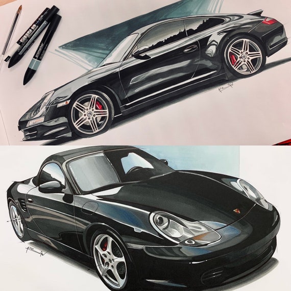 Personalised Car Drawing Original Art Marker Pen Drawing of - Etsy