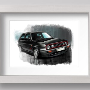 Golf Gti Mk2 Car Art Drawing Print - Etsy
