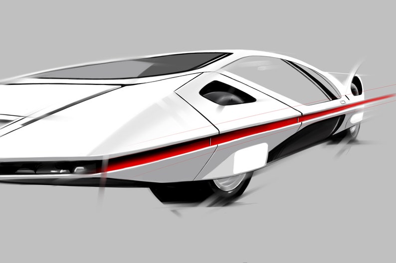 Ferrari Modulo Concept Car Digital Art Drawing Print - Etsy