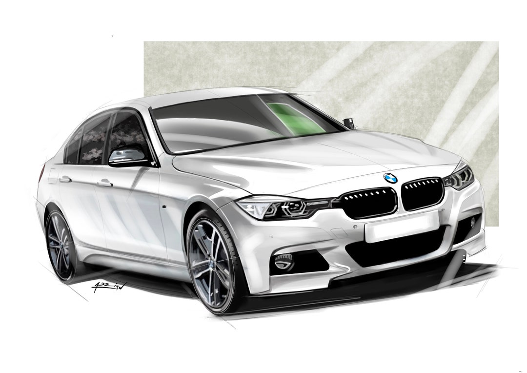 BMW 3 Series Digital Art Drawing Print by Adrian Dewey - Etsy