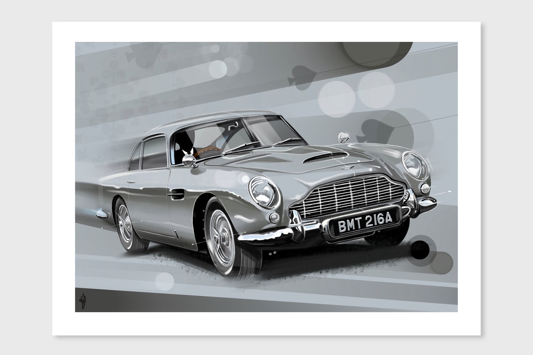 Aston Martin DB5 James Bond 007 Fan Art Digital Drawing Print by Adrian ...
