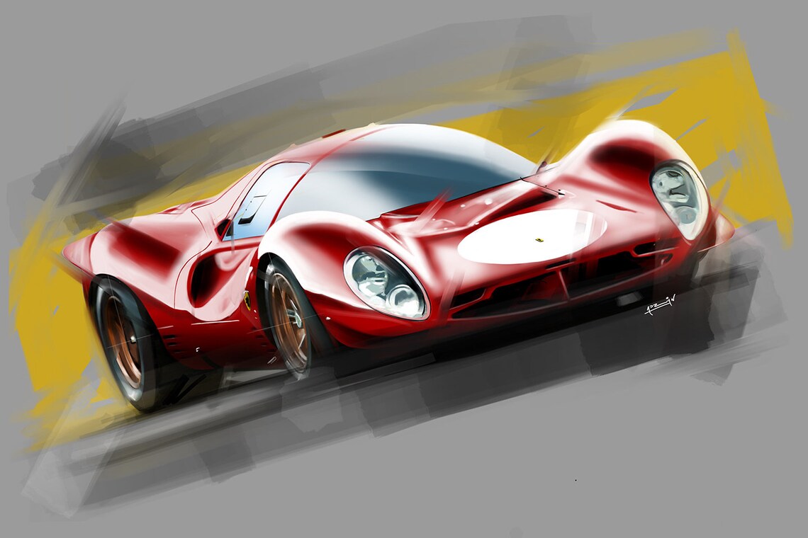 Ferrari P4 Car Digital Art Drawing Print - Etsy