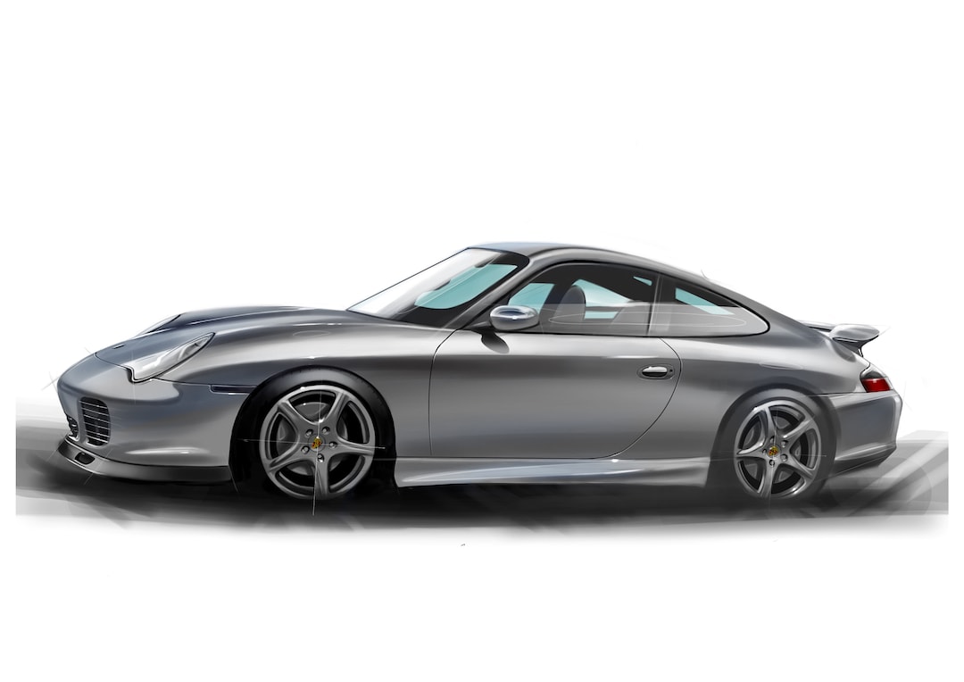 Porsche 911 (996) Carrera 4S Digital Art Car Drawing Print by Adrian ...