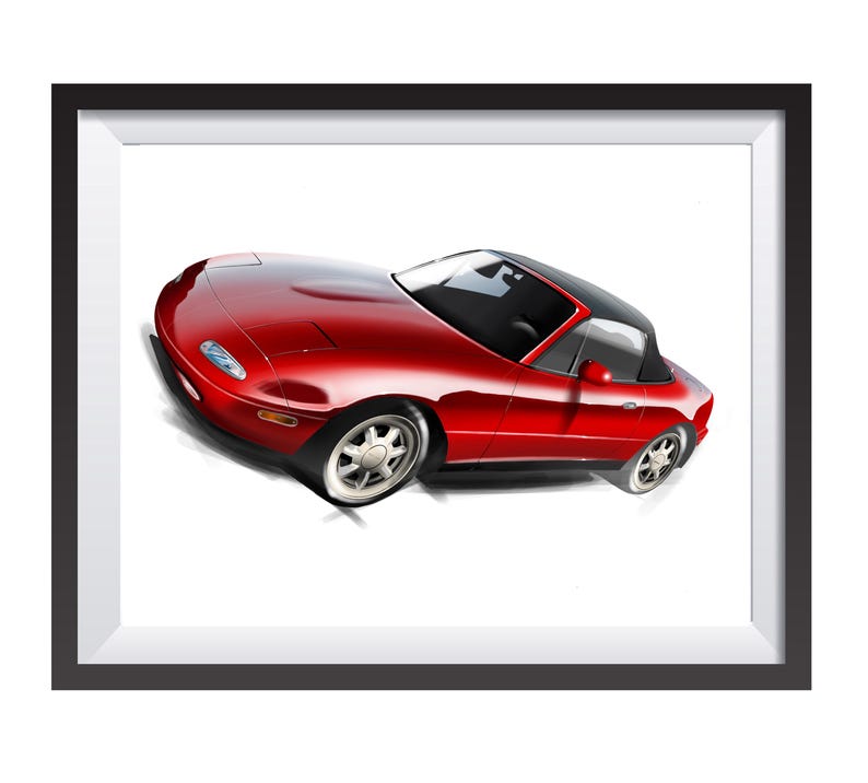 Mazda MX5 Miata Digital Art Drawing Print by Adrian Dewey - Etsy