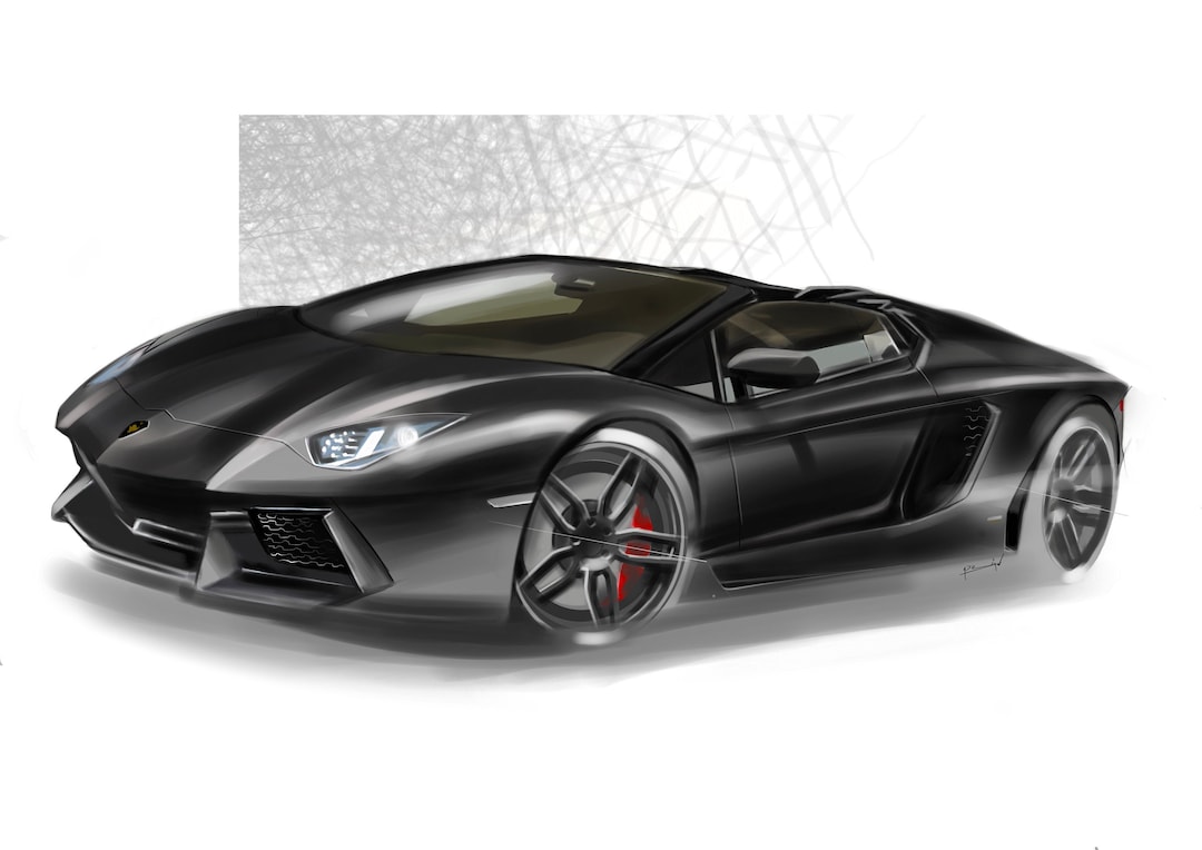 Lamborghini Aventador Digital Art Car Drawing Print by Adrian Dewey - Etsy