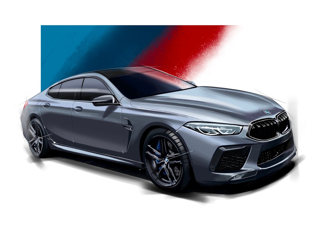 BMW M8 Competition Digital Art Drawing Print by Adrian Dewey - Etsy
