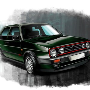 Golf Gti Mk2 Car Art Drawing Print - Etsy