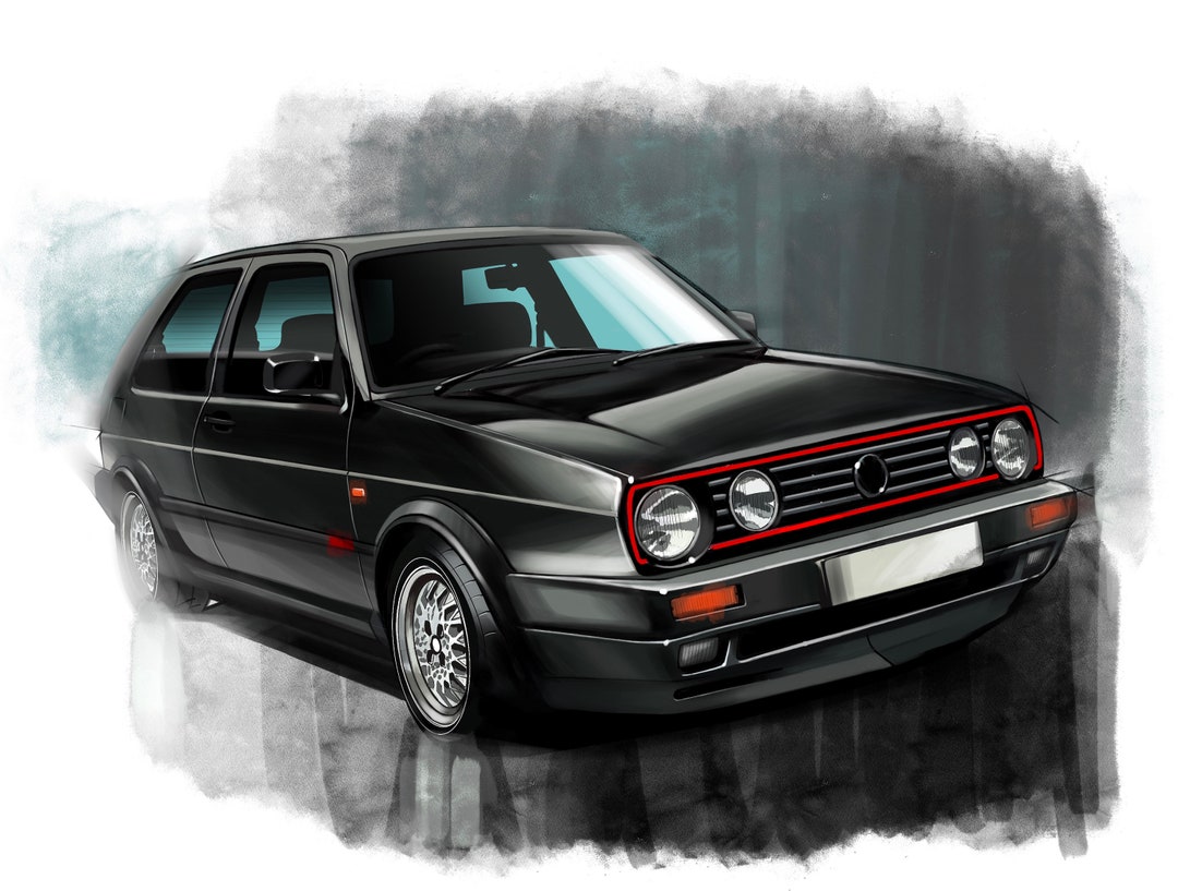 Golf Gti Mk2 Car Art Drawing Print - Etsy