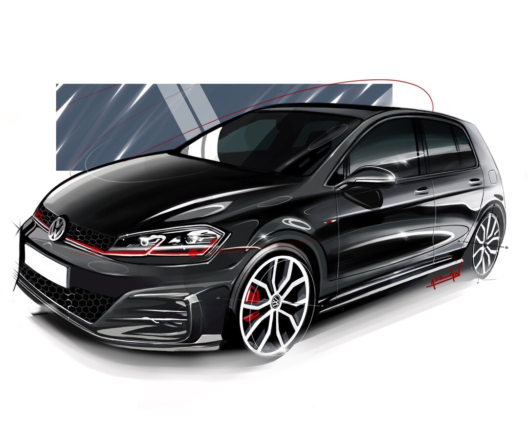 Golf Gti Mk7 Car Art Drawing Print - Etsy