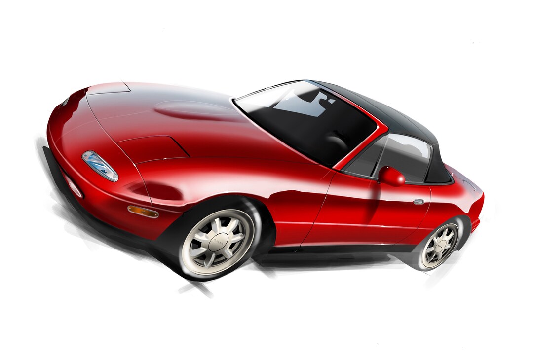 Mazda MX5 Miata Digital Art Drawing Print by Adrian Dewey - Etsy