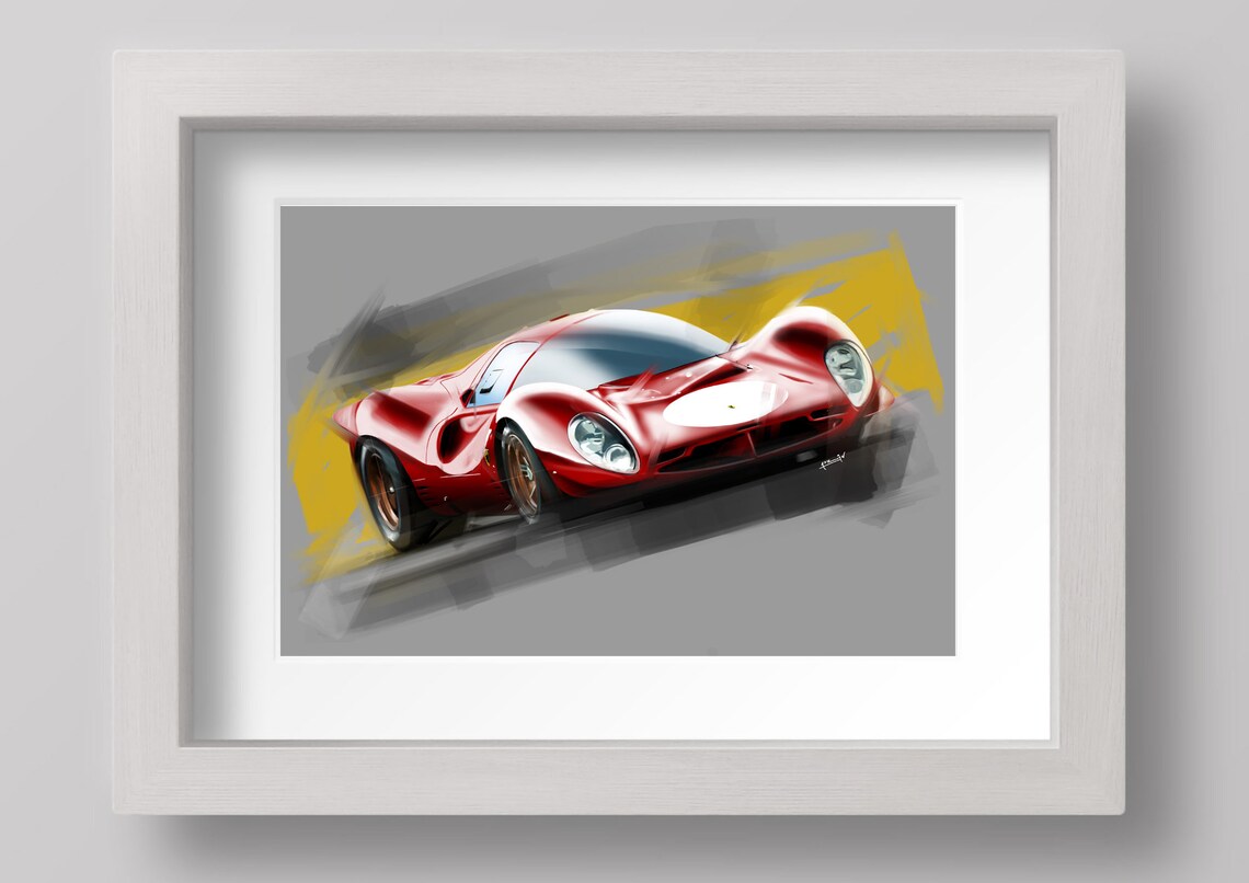 Ferrari P4 car digital art drawing print | Etsy