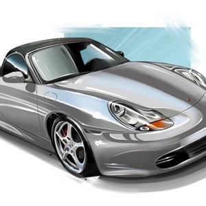 Porsche Boxster Car Art Digital Drawing Print by Adrian Dewey - Etsy