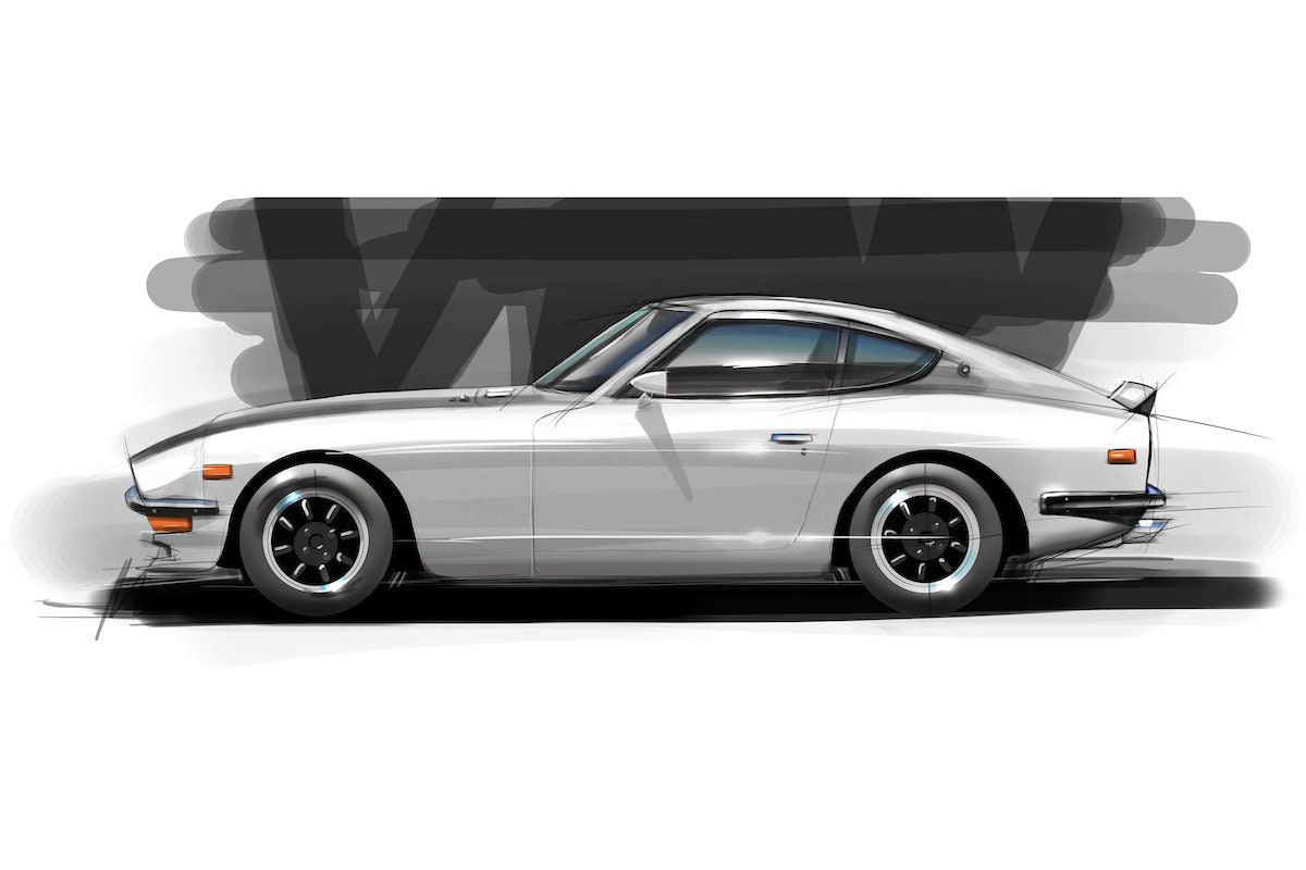 Datsun 240Z Digital Car Art Drawing Print - Etsy