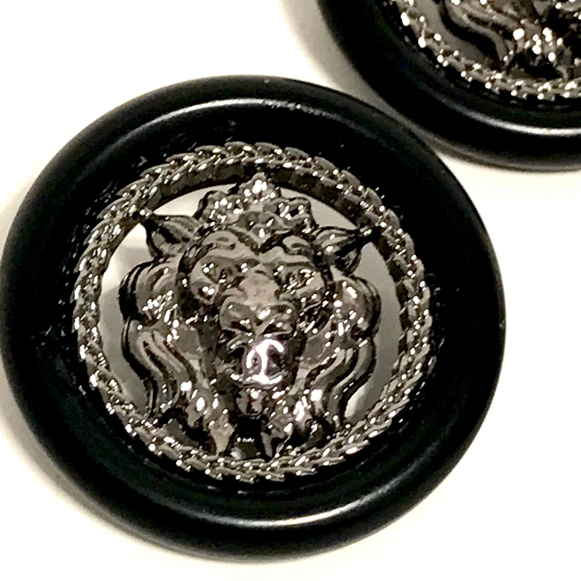 VERSACE Lion silver and black lot 3 buttons. | Etsy