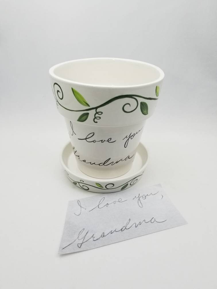 Large ceramic flower pot / handwriting transfer / signature | Etsy