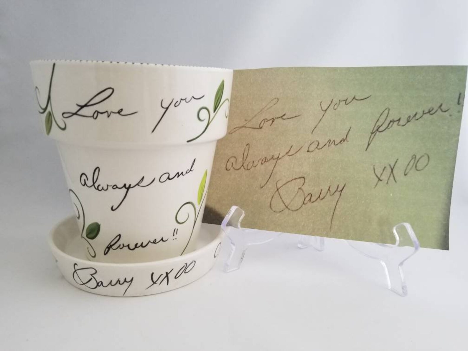 Large Ceramic Flower Pot / Handwriting Transfer / Signature | Etsy