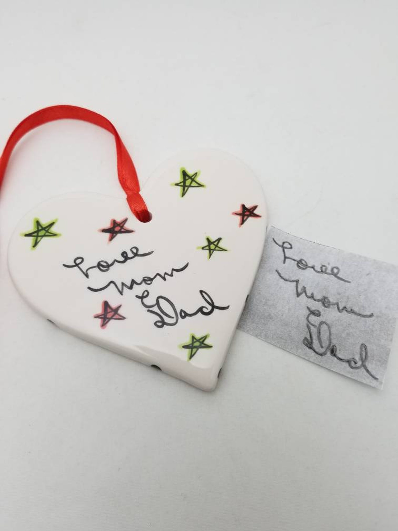Hanging Heart Ornament / Handwriting Transfer / Signature - Etsy