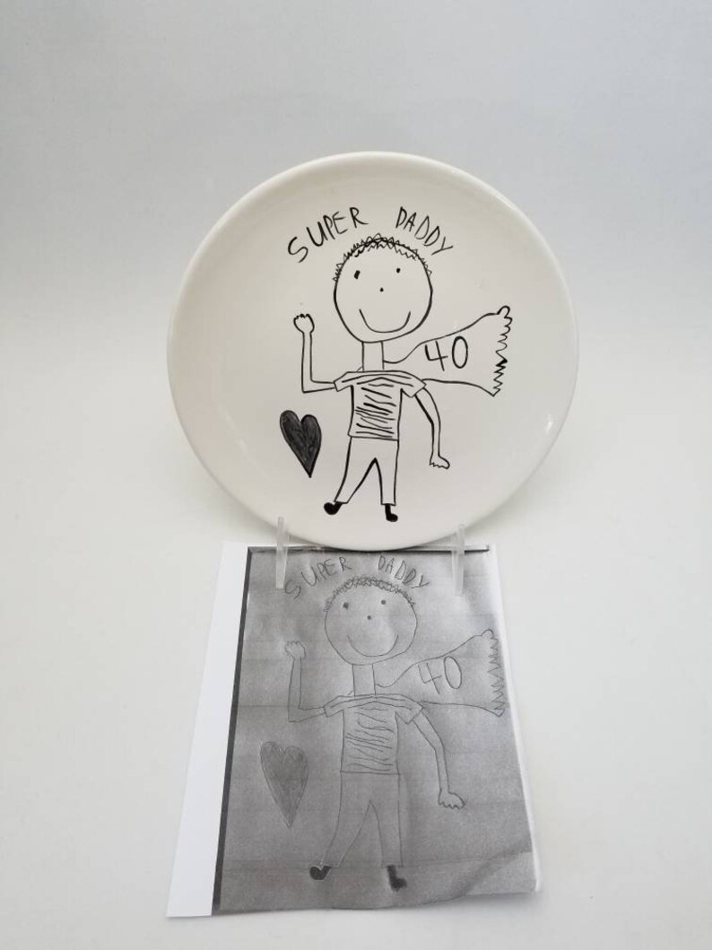 Child's Drawing Transfer / Dinner Plate / Kid Artwork / | Etsy