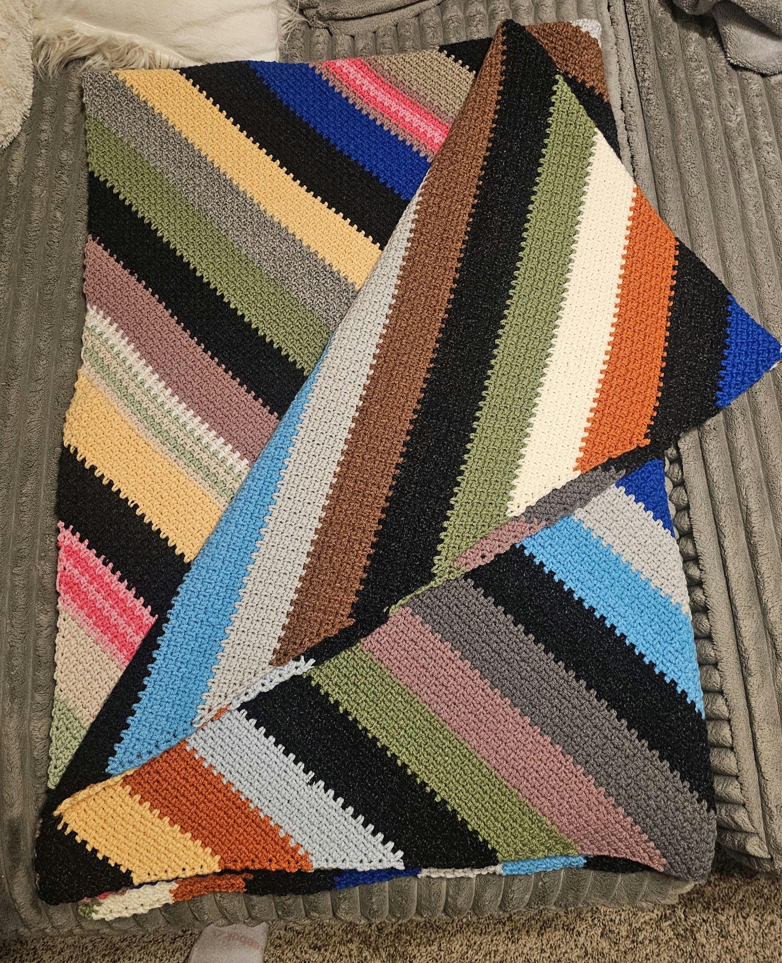 Crochet Afghan (multi-colored Stripes) - Etsy