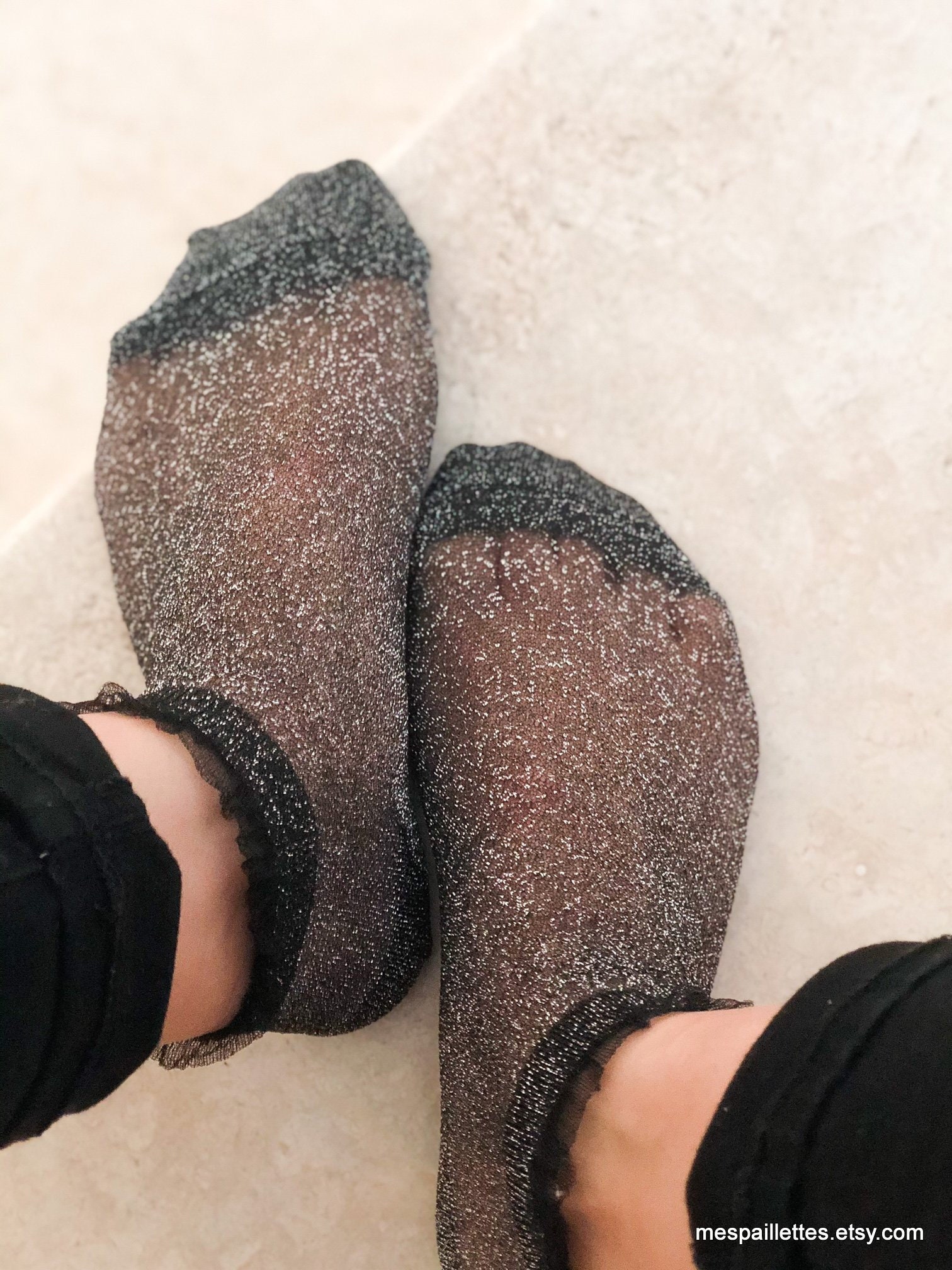 Sheer Mesh Socks Glitter Silver or Multicolor - Etsy