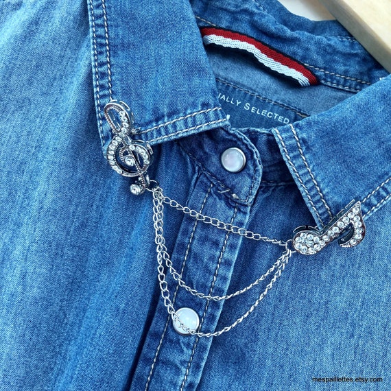 Music Notes Collar Brooch Chain Collar Pins Collar Pin | Etsy