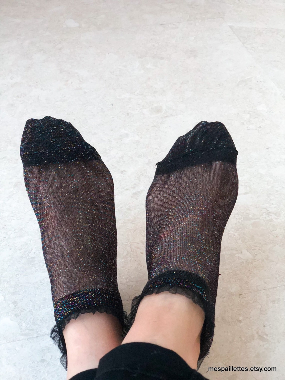 Sheer Mesh Socks Glitter Silver or Multicolor - Etsy