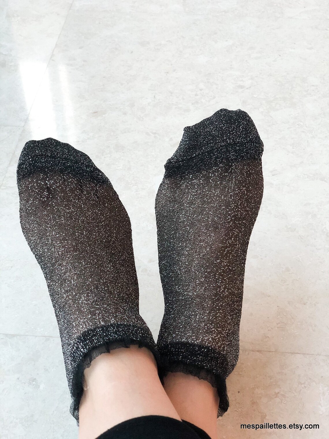Sheer Mesh Socks Glitter Silver or Multicolor - Etsy