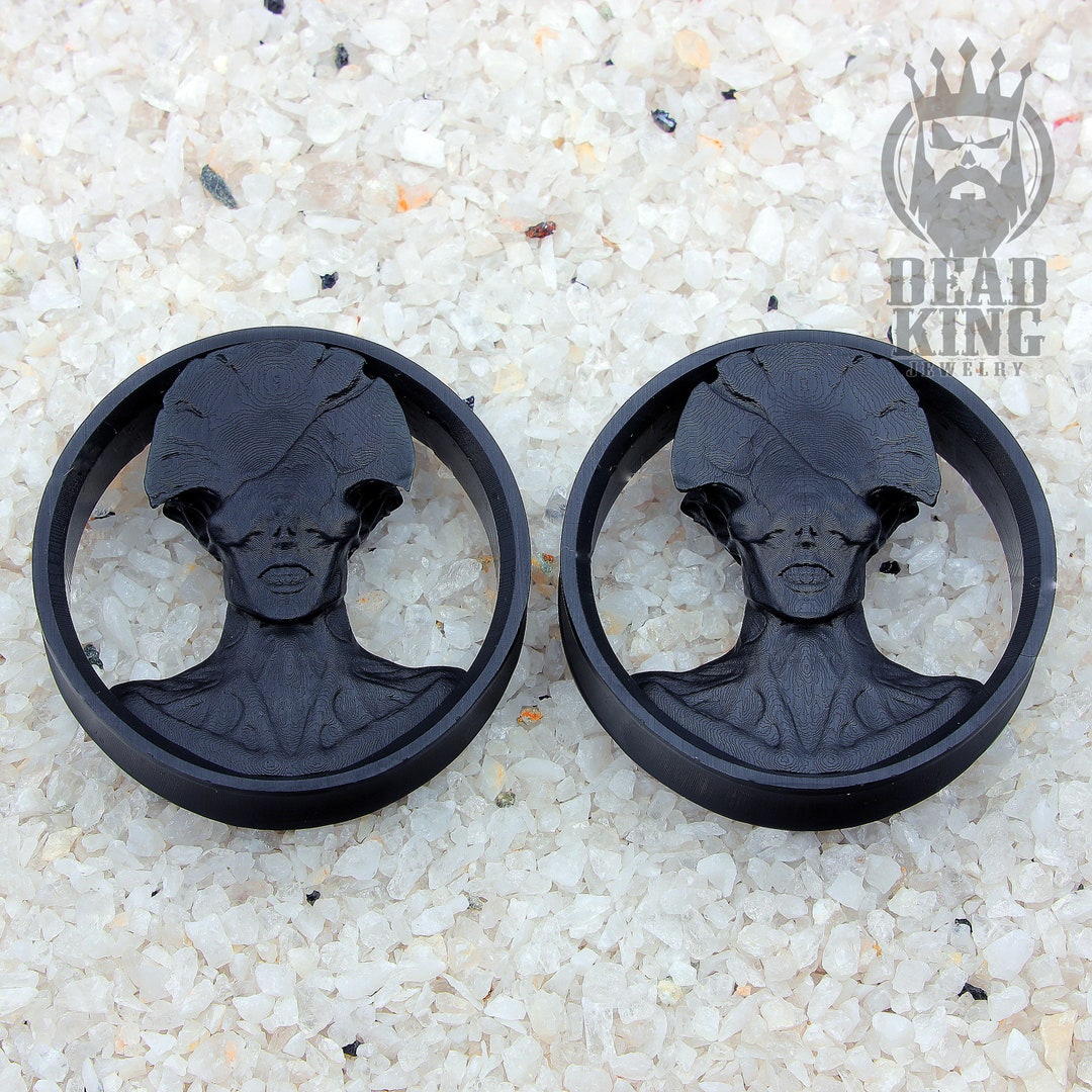 A Pair of Angel-of-death BLACK Earplug. Unique Ear Tunnels. Lightweight ...