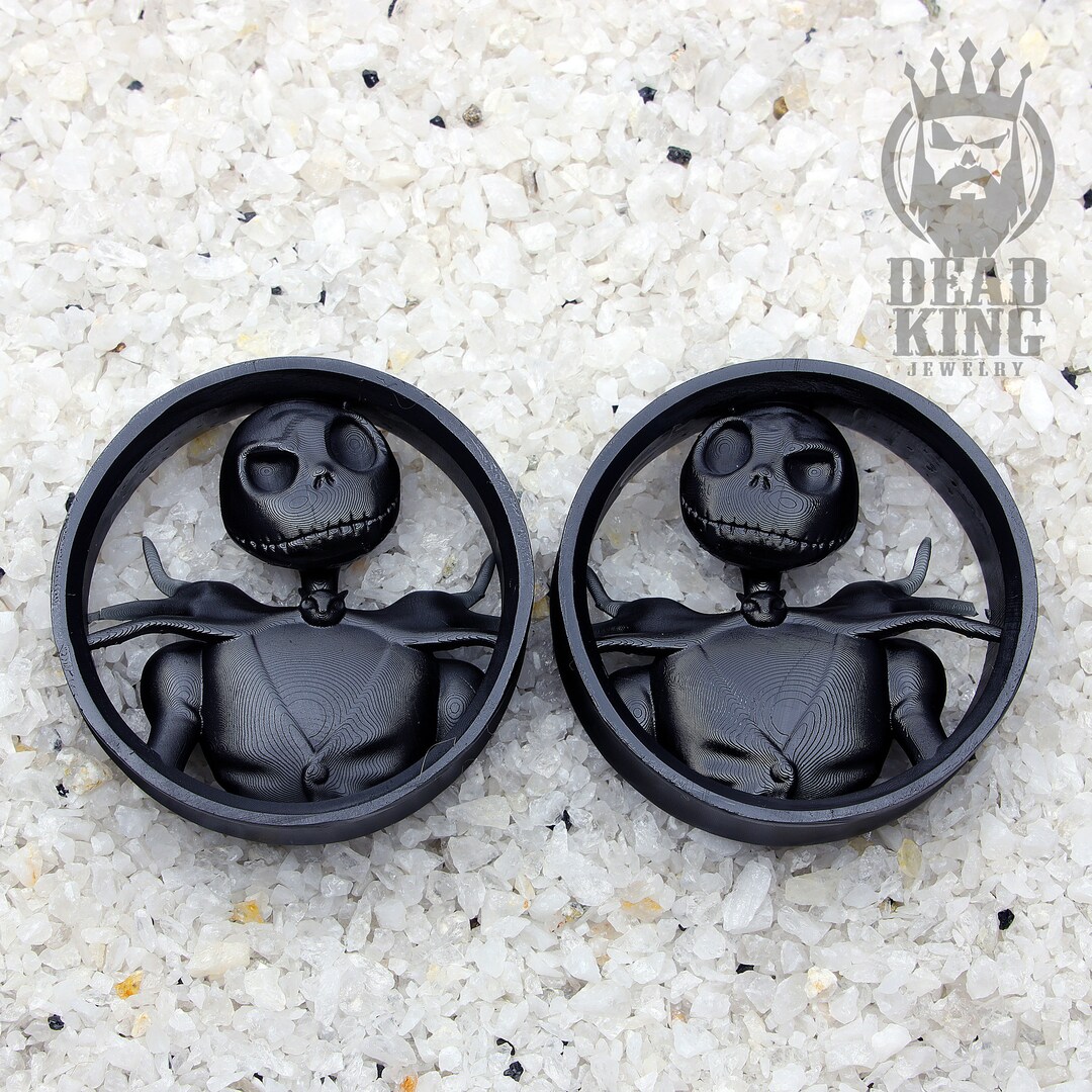 A Pair of Jack Skellington BLACK Earplugs. Unique Ear Tunnels ...