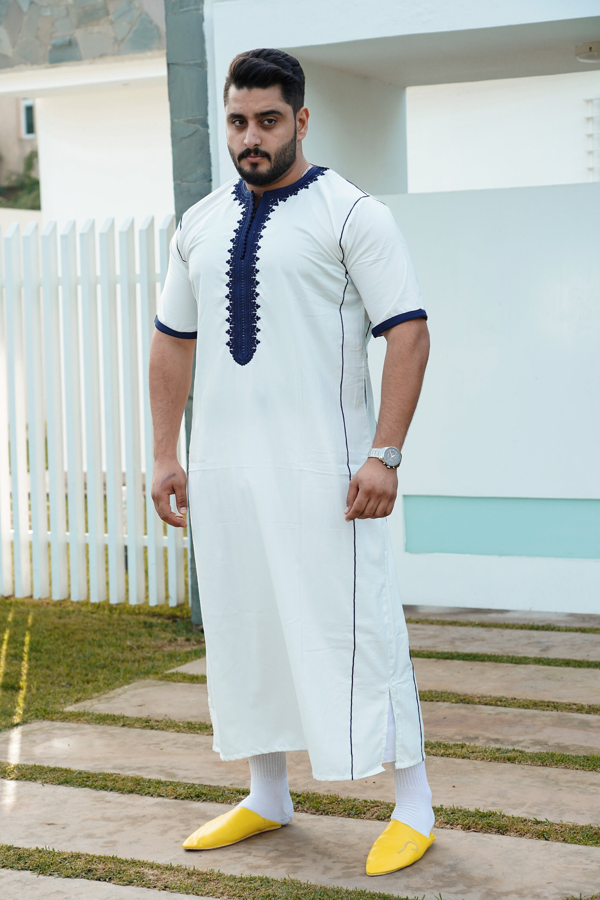 Moroccan Gandoura Djellaba Thobe White Slim Fit Size Abaya - Etsy