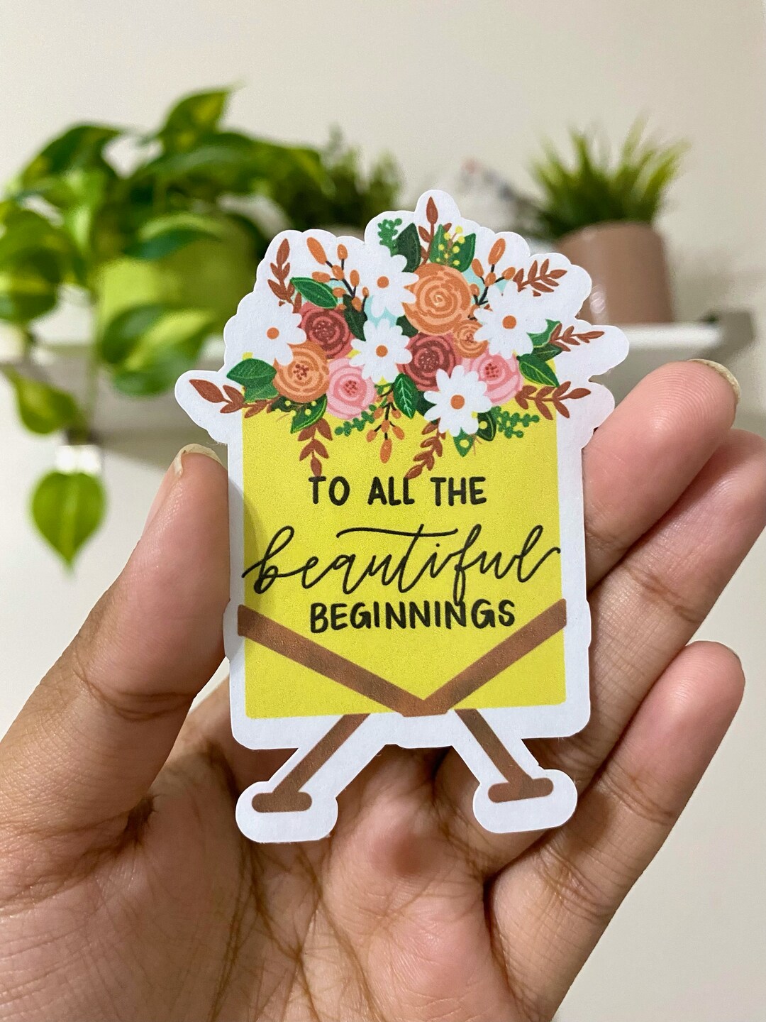 Beautiful Beginning Sign Sticker Hand-drawn Calligraphy Sticker Wedding ...