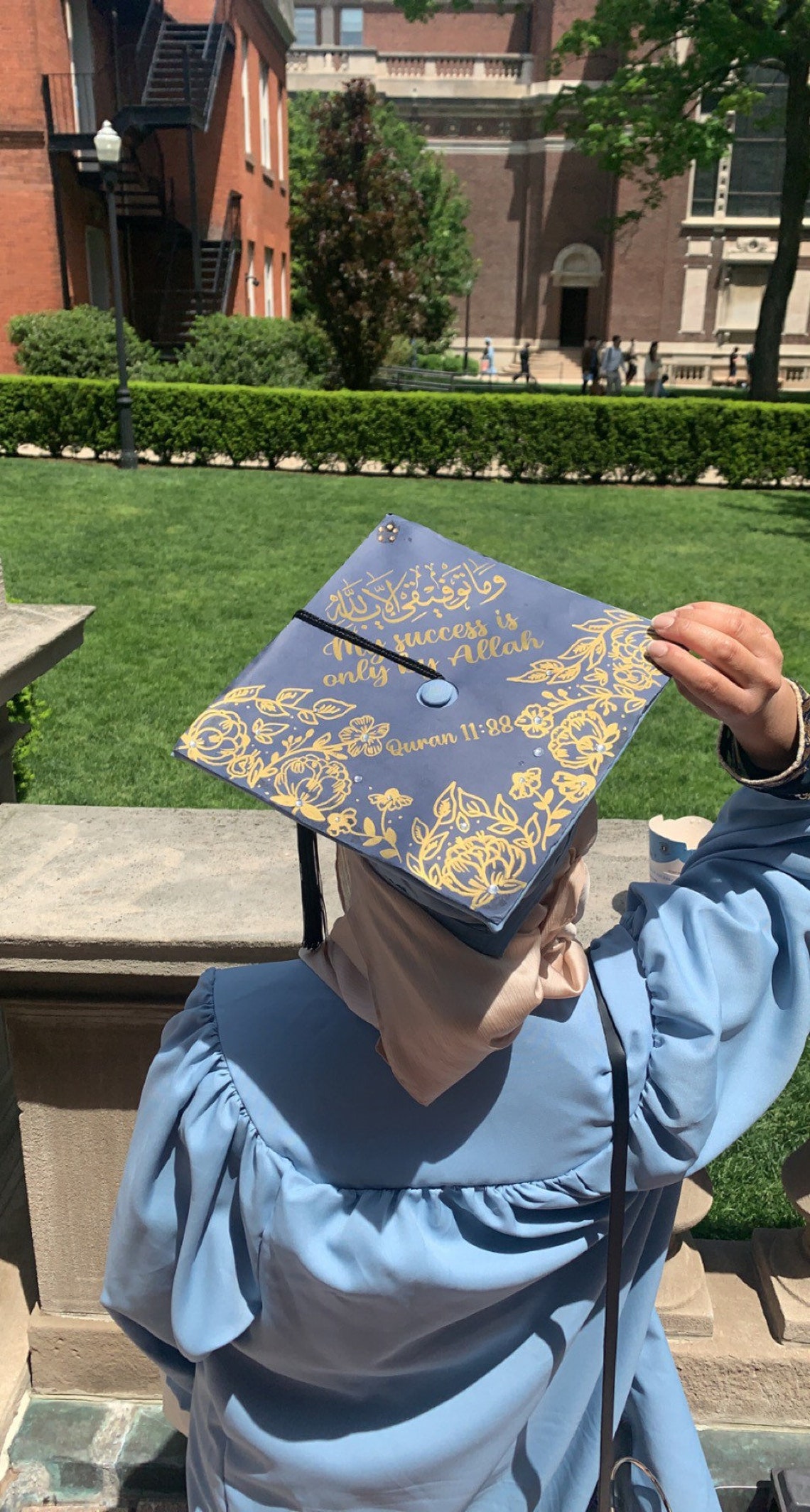 Black & Gold Floral Custom Graduation Cap Hand Painted Cap - Etsy