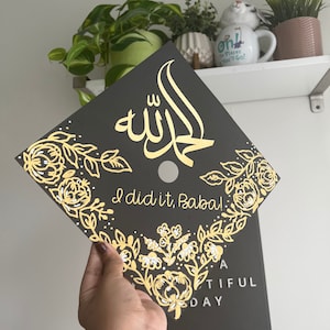 Black & Gold Floral Custom Graduation Cap - Hand Painted Cap ...