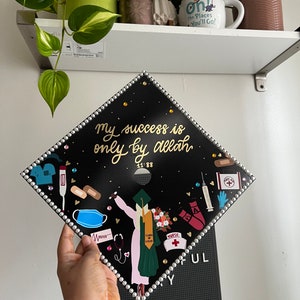 Custom Hijabi Muslim Graduation Cap - Hand Painted Cap - 3D ...