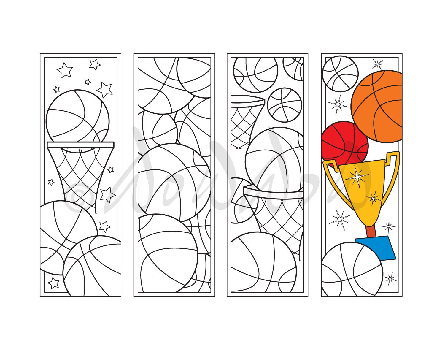 Basketball Coloring Bookmarks Sport Coloring Page Back to - Etsy