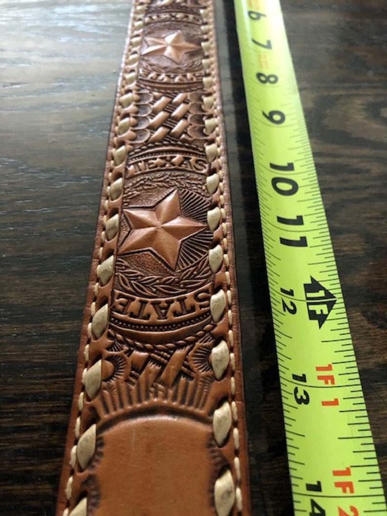 Buckstitched Vintage "james" Leather Belt With Stone Buckle - Etsy ...