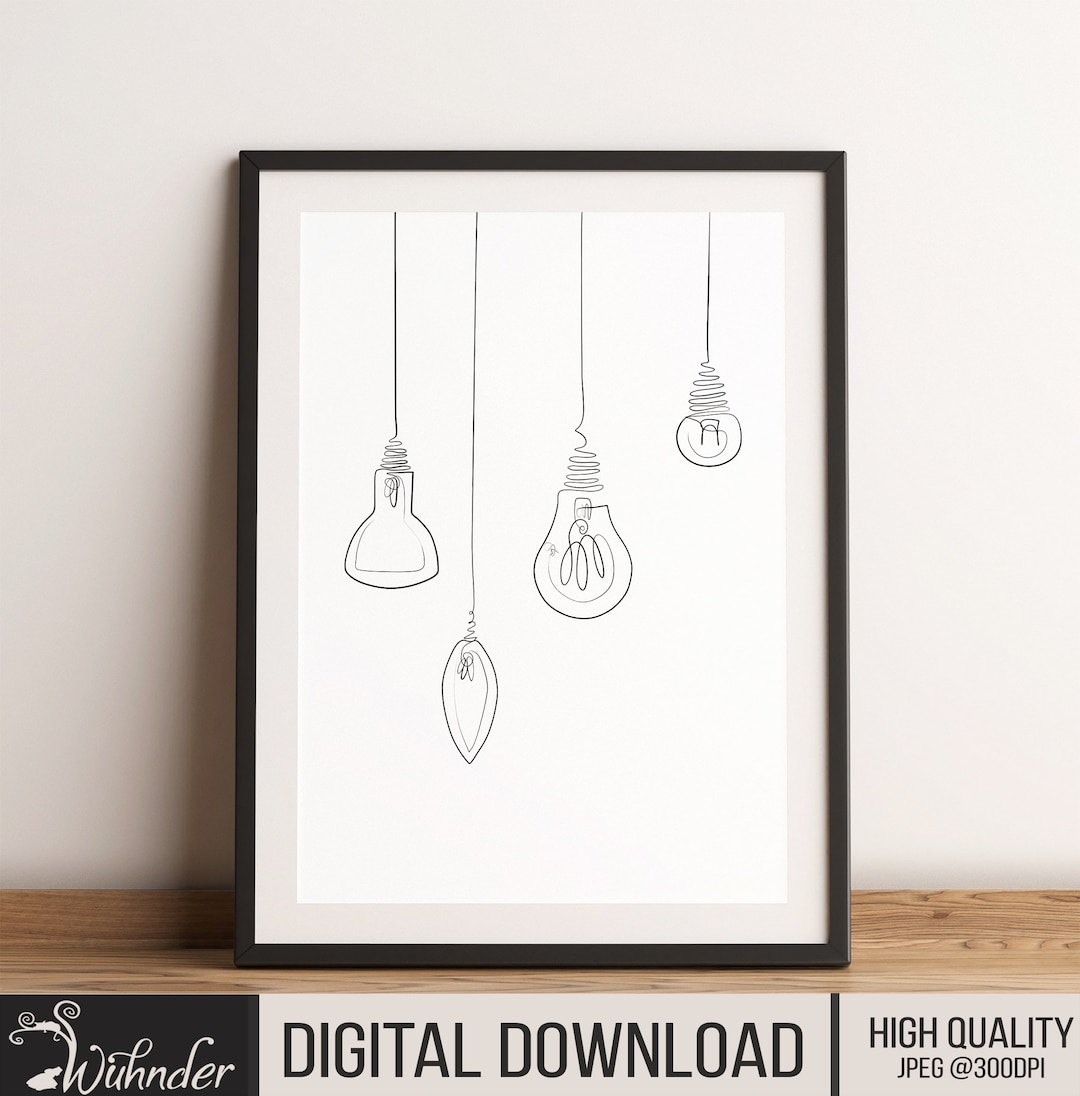Lightbulb One Line Drawing, Lightbulb Moment, Light Bulb Doodle, Home ...