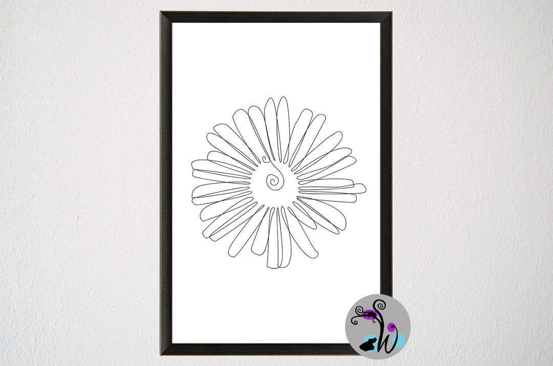 Abstract Daisy Single Line Drawing, Minimalist Art, Wall Decor ...