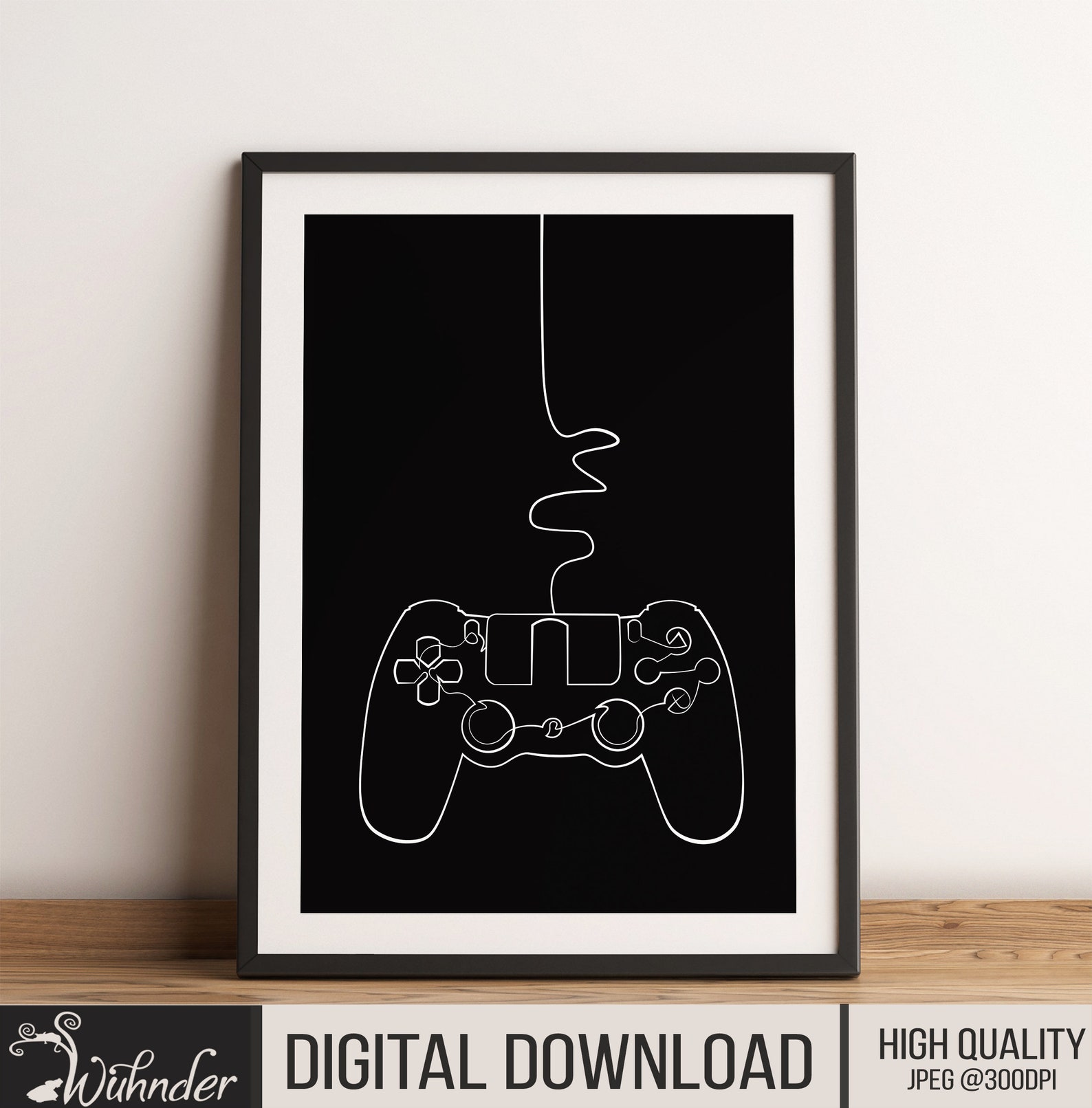 8 Abstract Controller Line Drawing Minimalist Art Gaming | Etsy