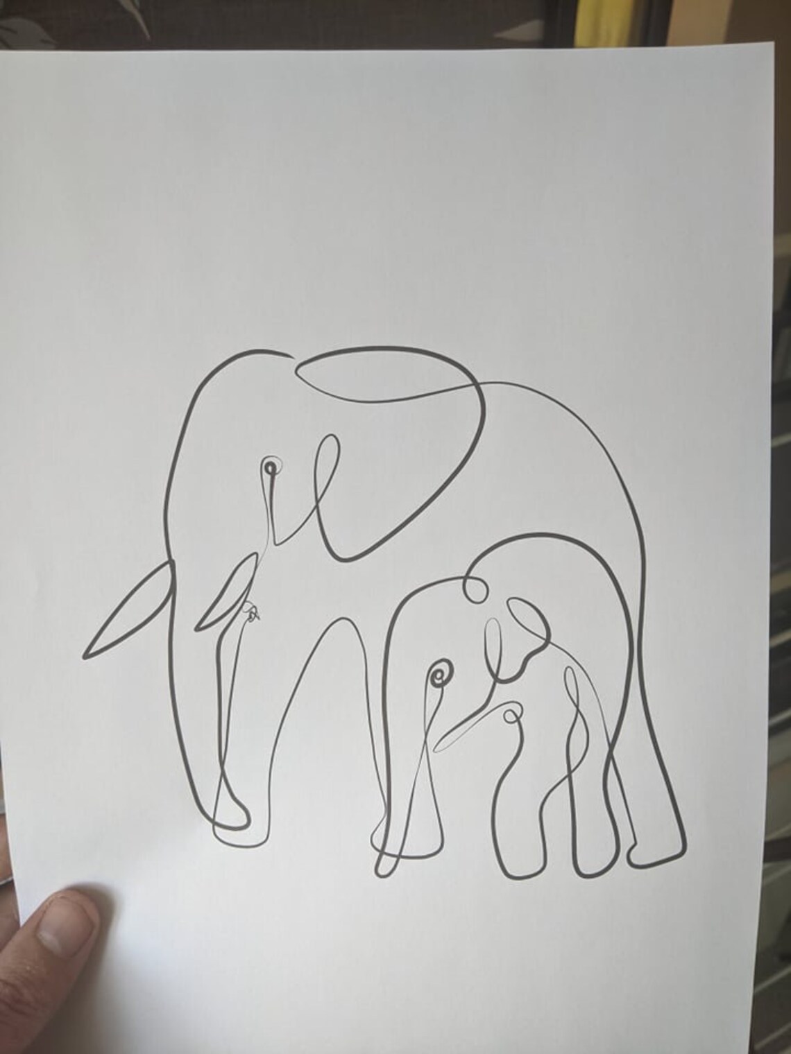 Elephants Single Line Drawing Minimalist Art African | Etsy