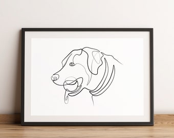 Labrador Retriever One Line Drawing Print. Printable Black and - Etsy ...