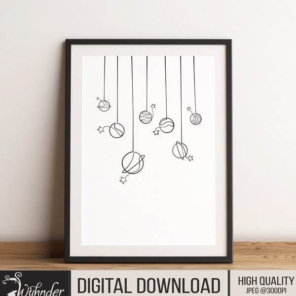 Solar System Line Drawing - Etsy