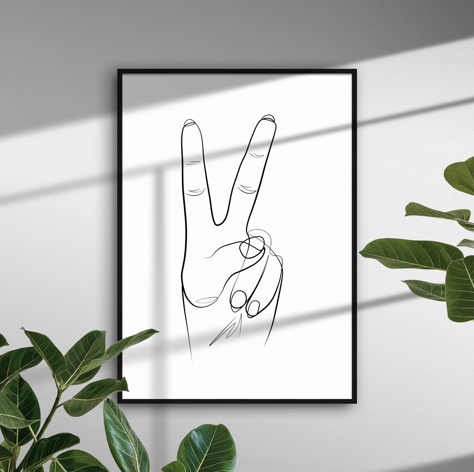 Peace Sign Hand ONE LINE Illustration Minimalist Line Art - Etsy