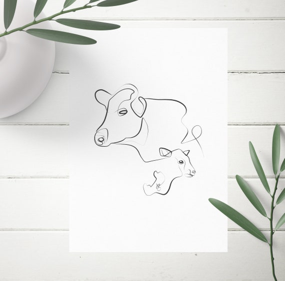 Dibujo Lineal De Vaca Simple