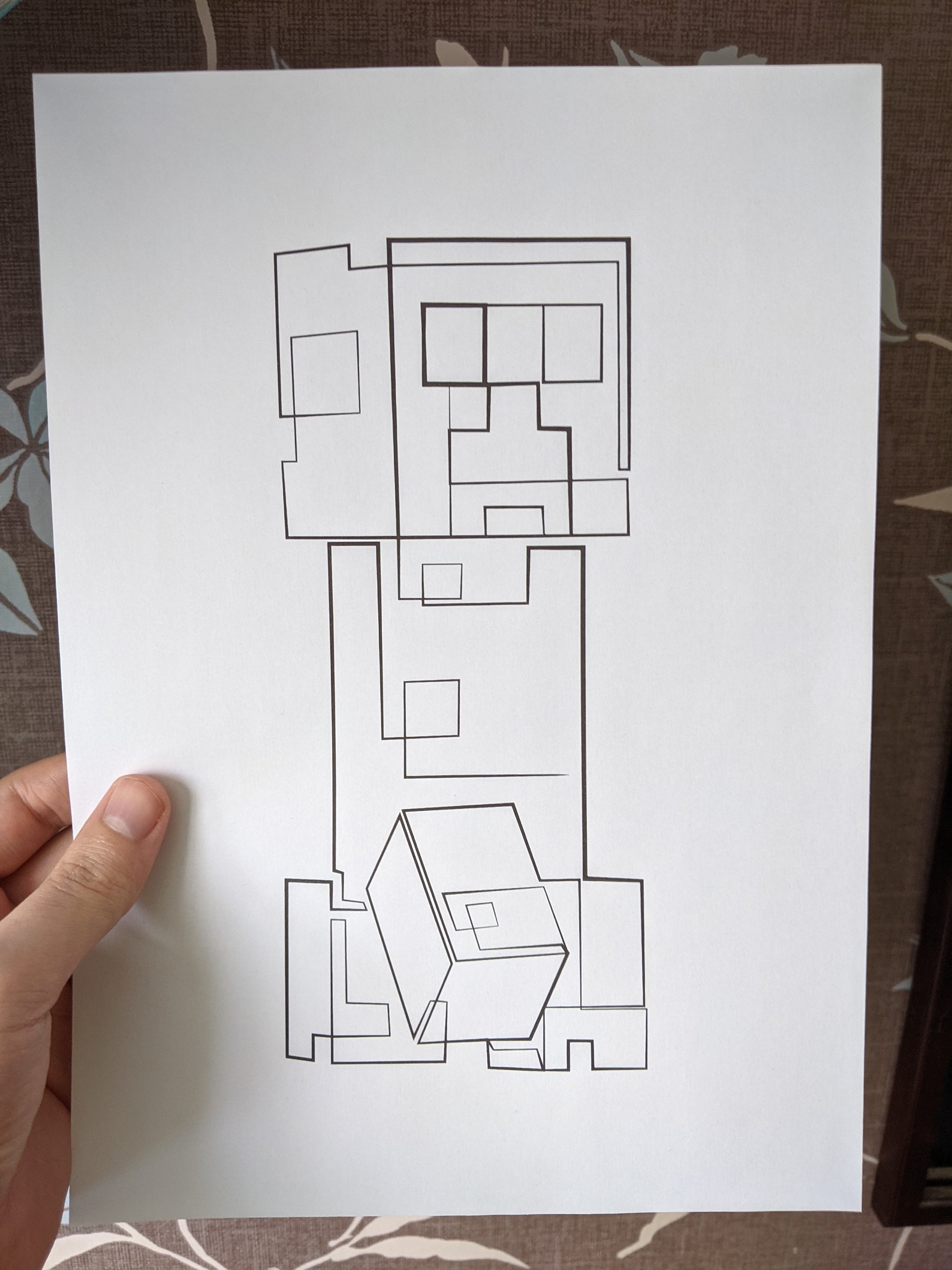Block Creeper Abstract Line Drawing, Minimalist Art, Wall Decor, Block ...
