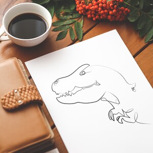 Abstract T-rex Single Line Drawing, Dinosaur Art, Tyrannosaurus Rex Art ...
