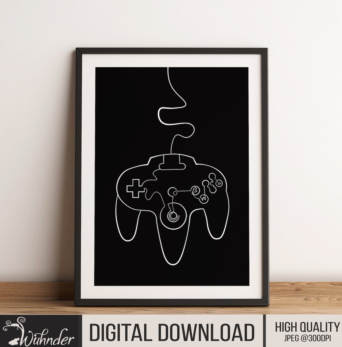 8 Abstract Controller Line Drawing Minimalist Art Gaming | Etsy